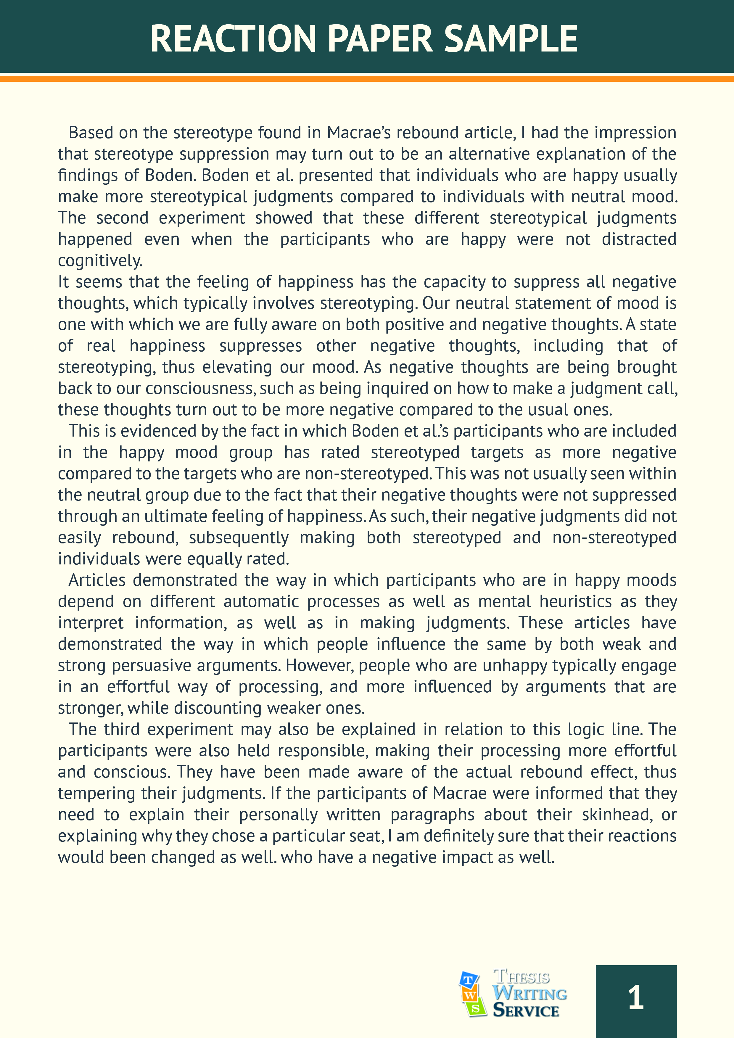 Reaction Essay Example Goresan