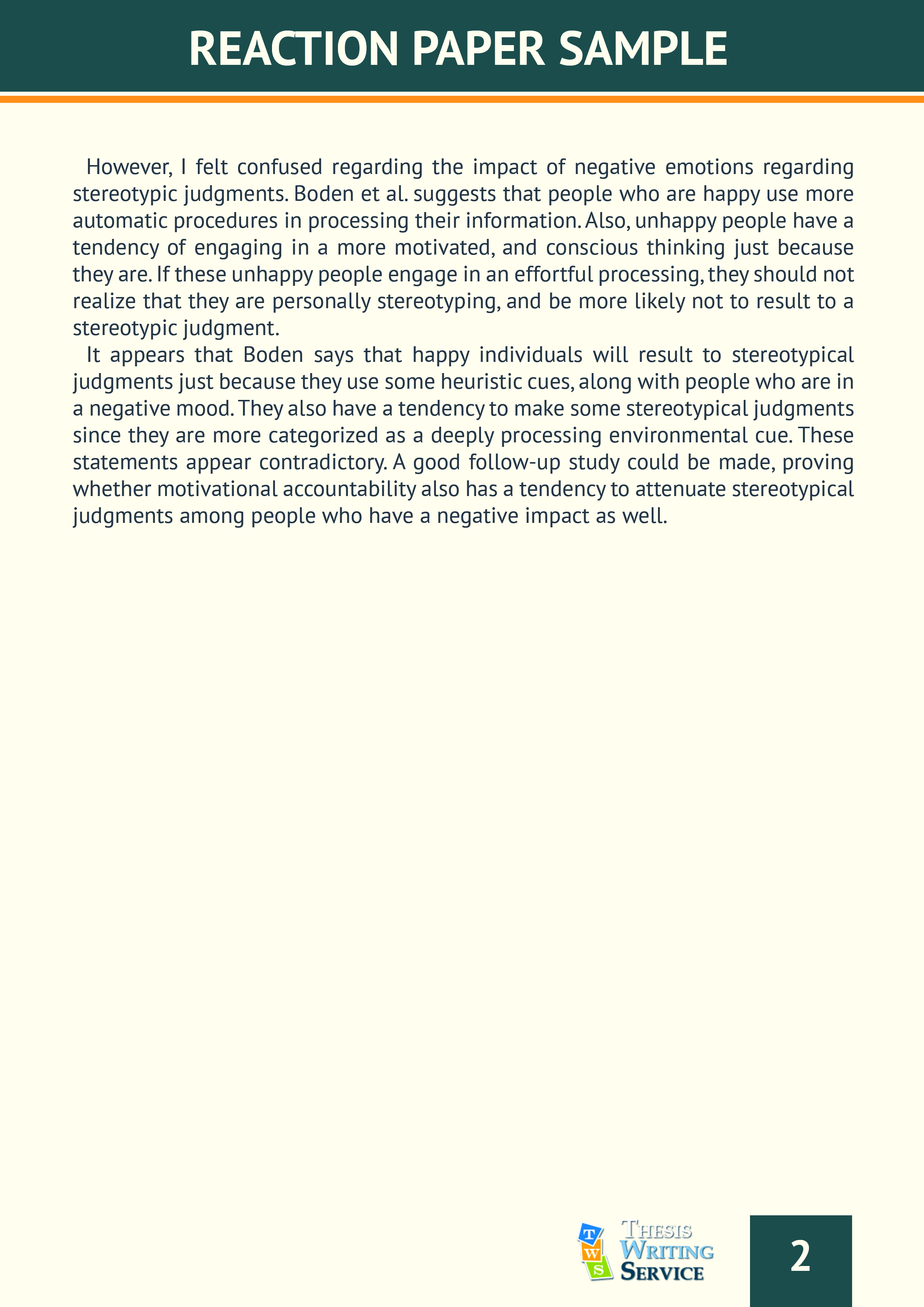 Expert Help With A Reaction Paper For You